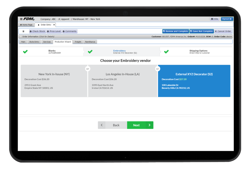 ERP Decoration For Apparel | Order Entry & Management | FDM4