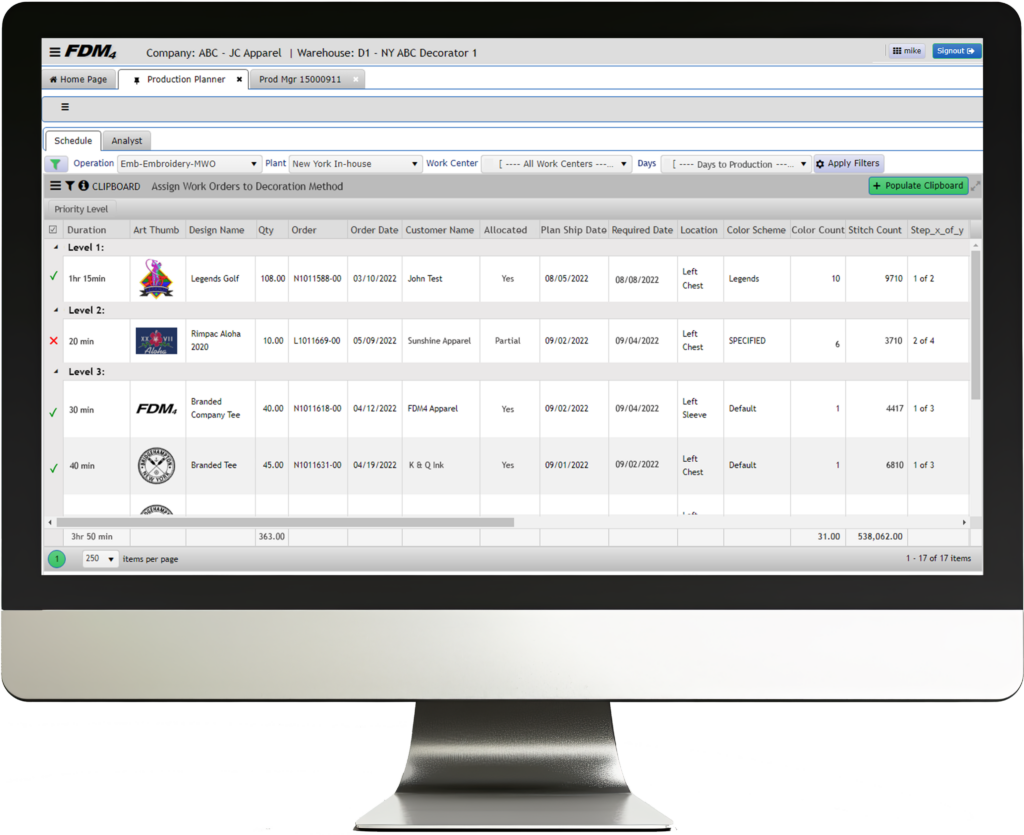 ERP Decoration For Apparel | Order Entry & Management | FDM4